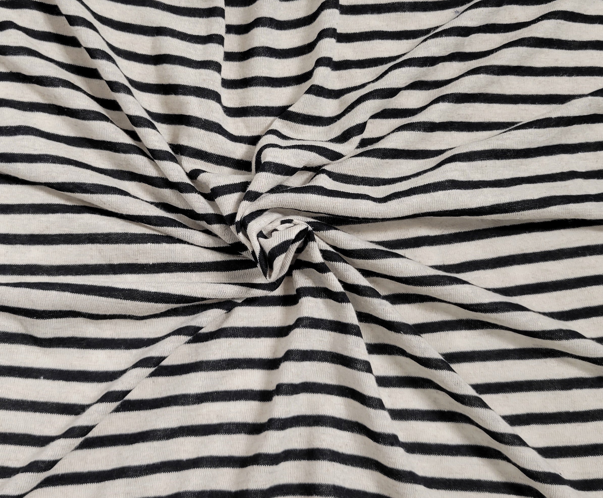 Yarn Dye Stripe Black Natural Linen Jersey Blend – Koshtex
